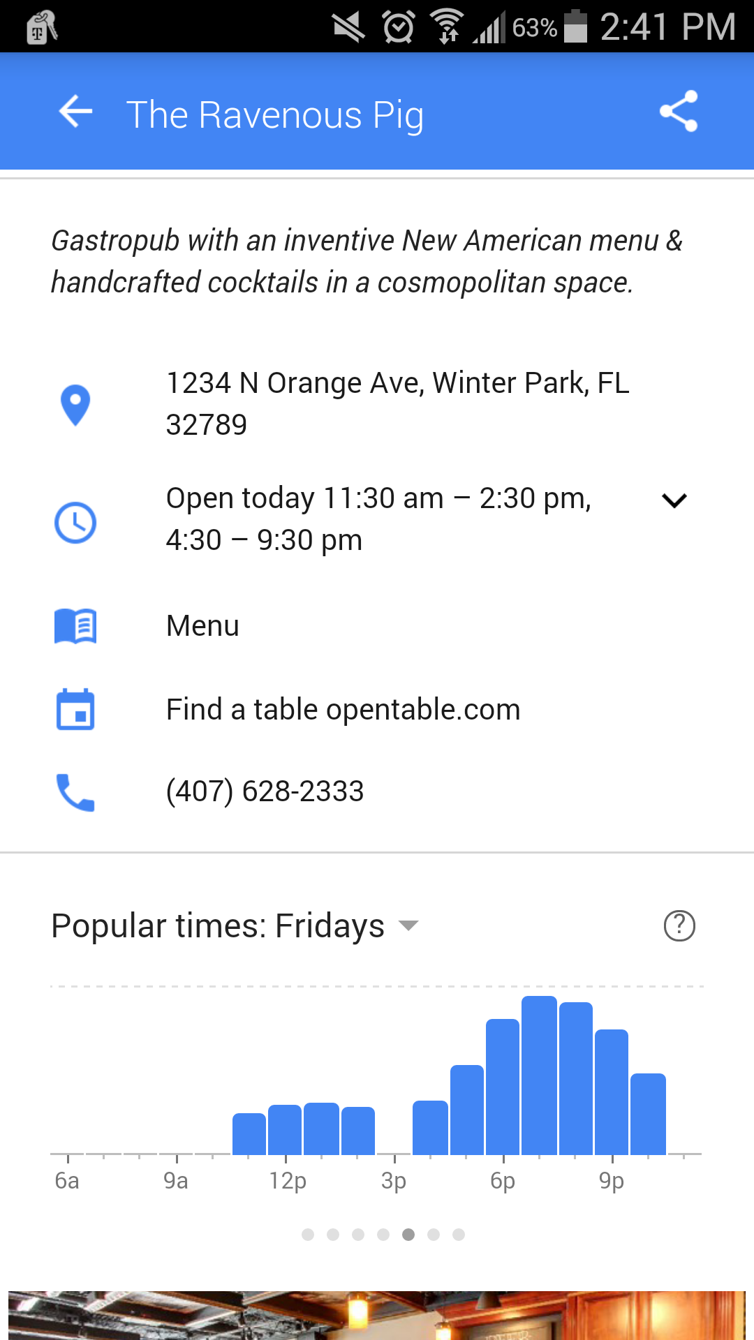 Google Adds Restaurant Peak Hours Widget To Location Results